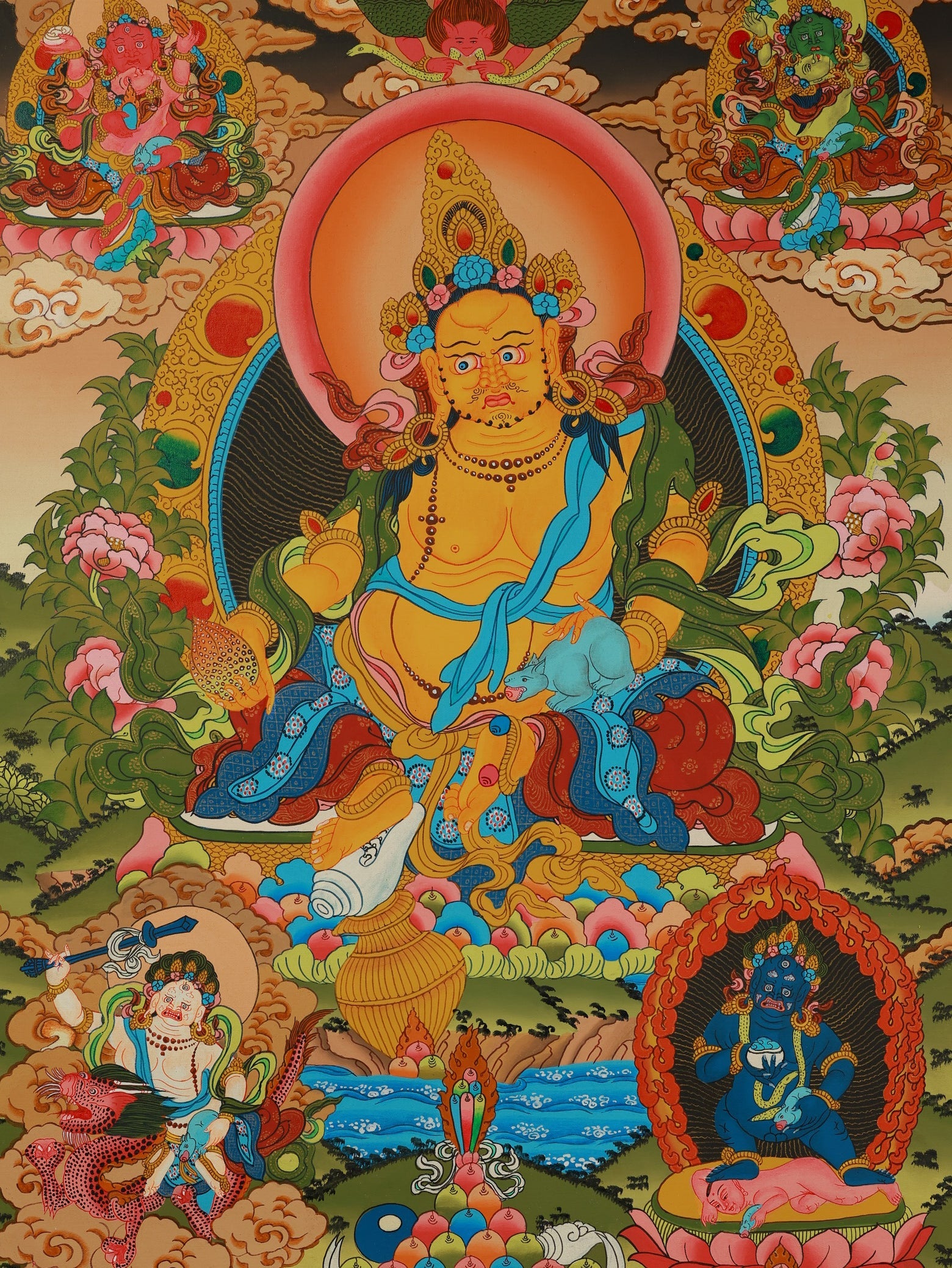 Yellow Dzambhala as the Main Deity: The Five Directions Wealth Deities ...